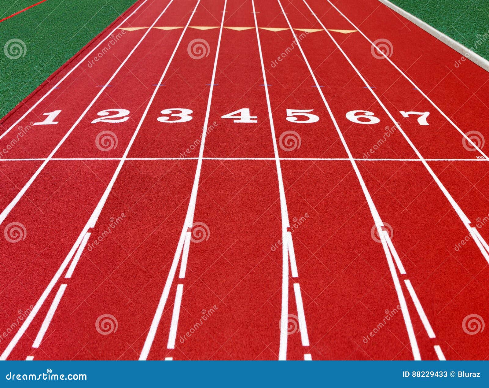 Running Track with Marked Lane Numbers Stock Image - Image of ...