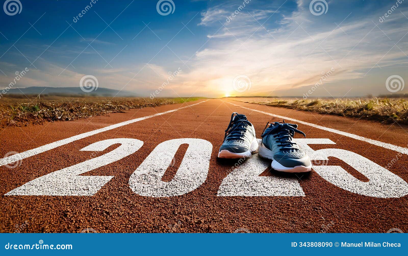 Running Track Marked with 2025, Representing New Year Resolutions and ...