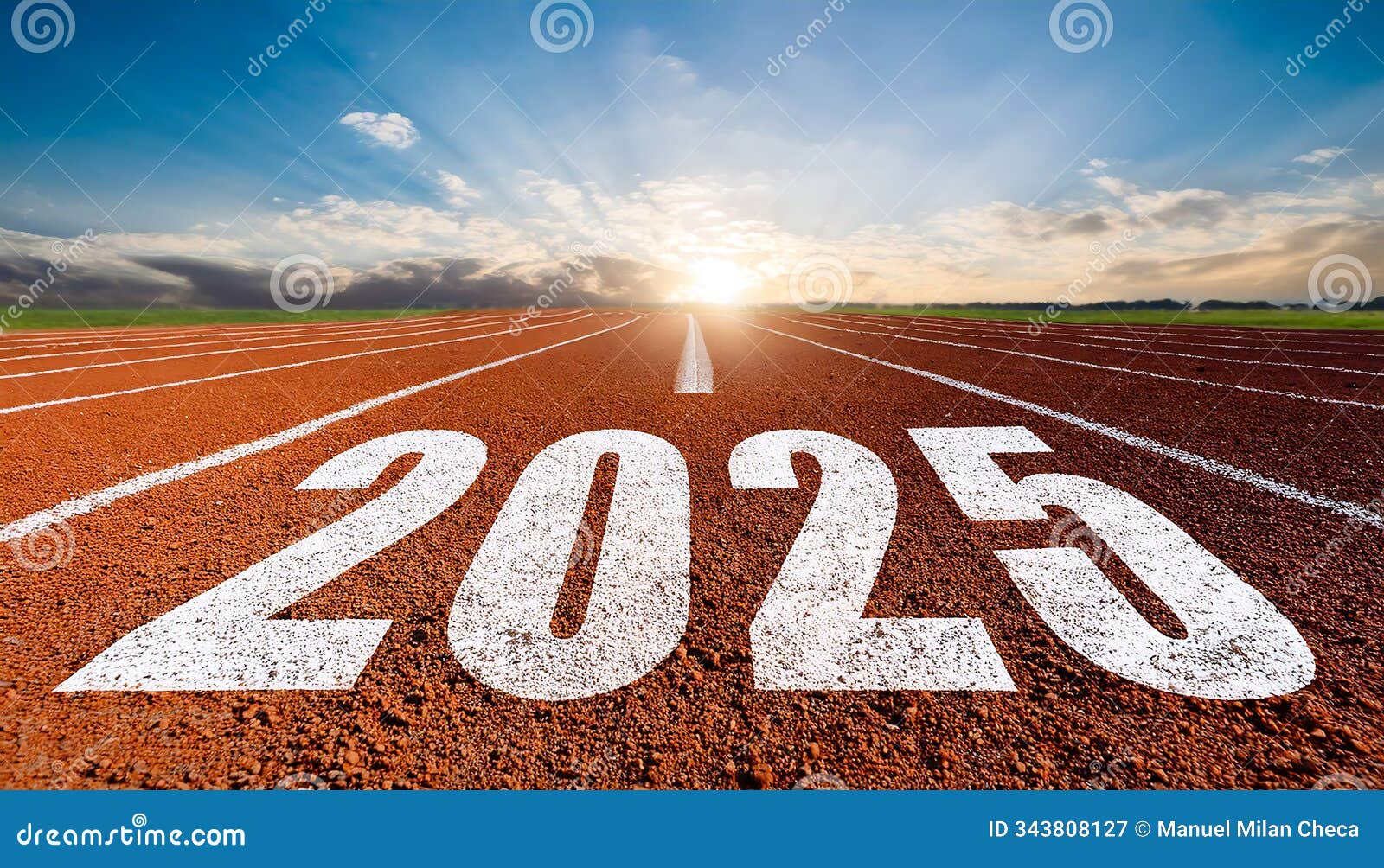 Running Track Marked with 2025, Representing New Year Resolutions and ...