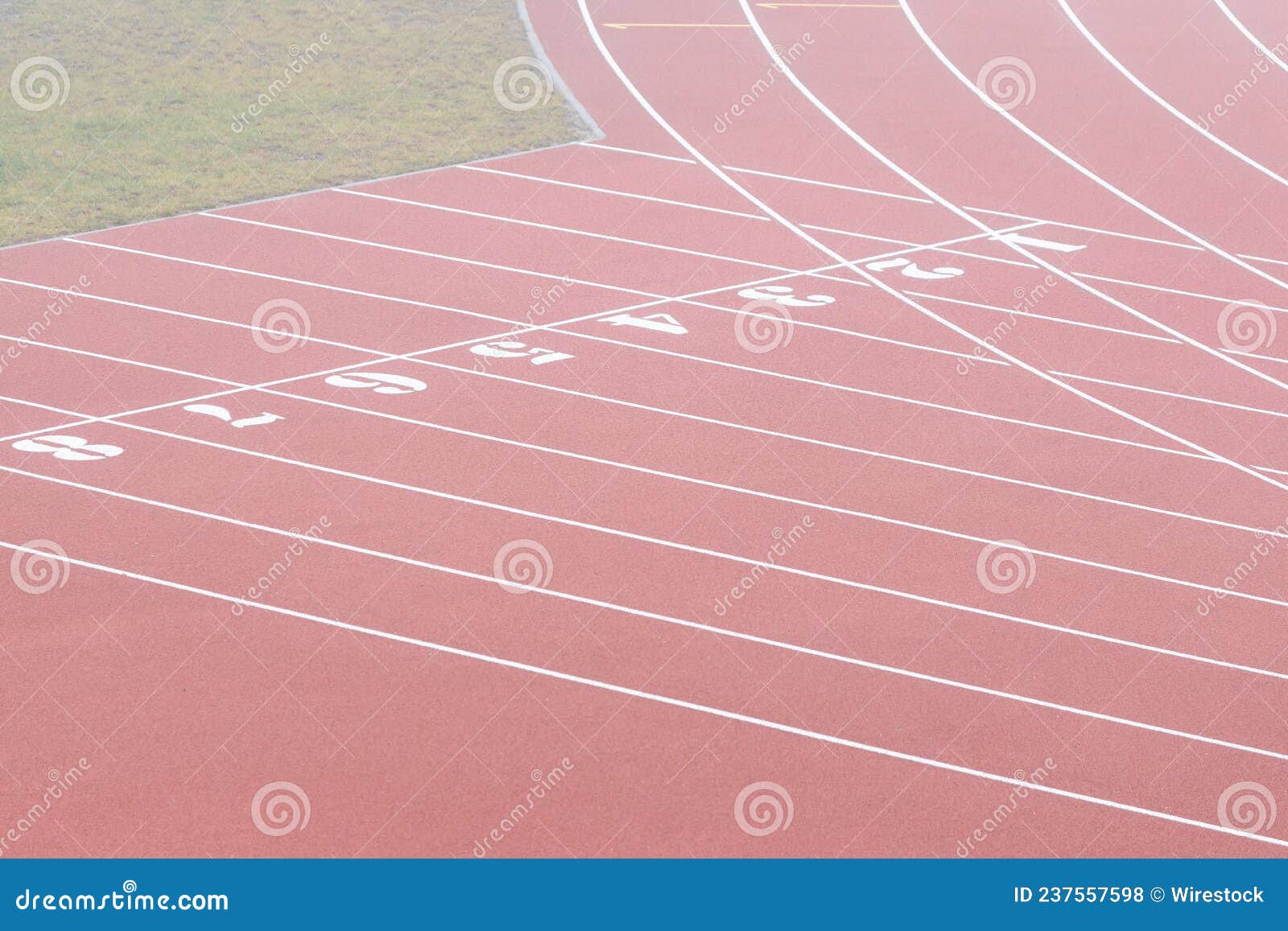 Running Track with Markings in an Outdoor Stadium Stock Photo - Image ...
