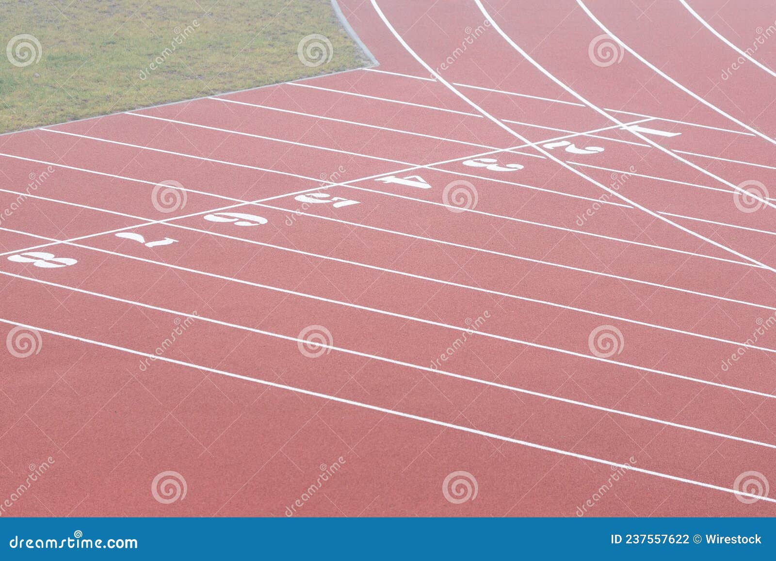 Running Track with Markings in an Outdoor Stadium Stock Photo - Image ...