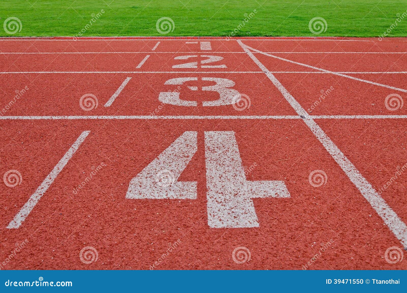 Running Track Numbers One Two Three Four in Stadium Stock Photo - Image ...
