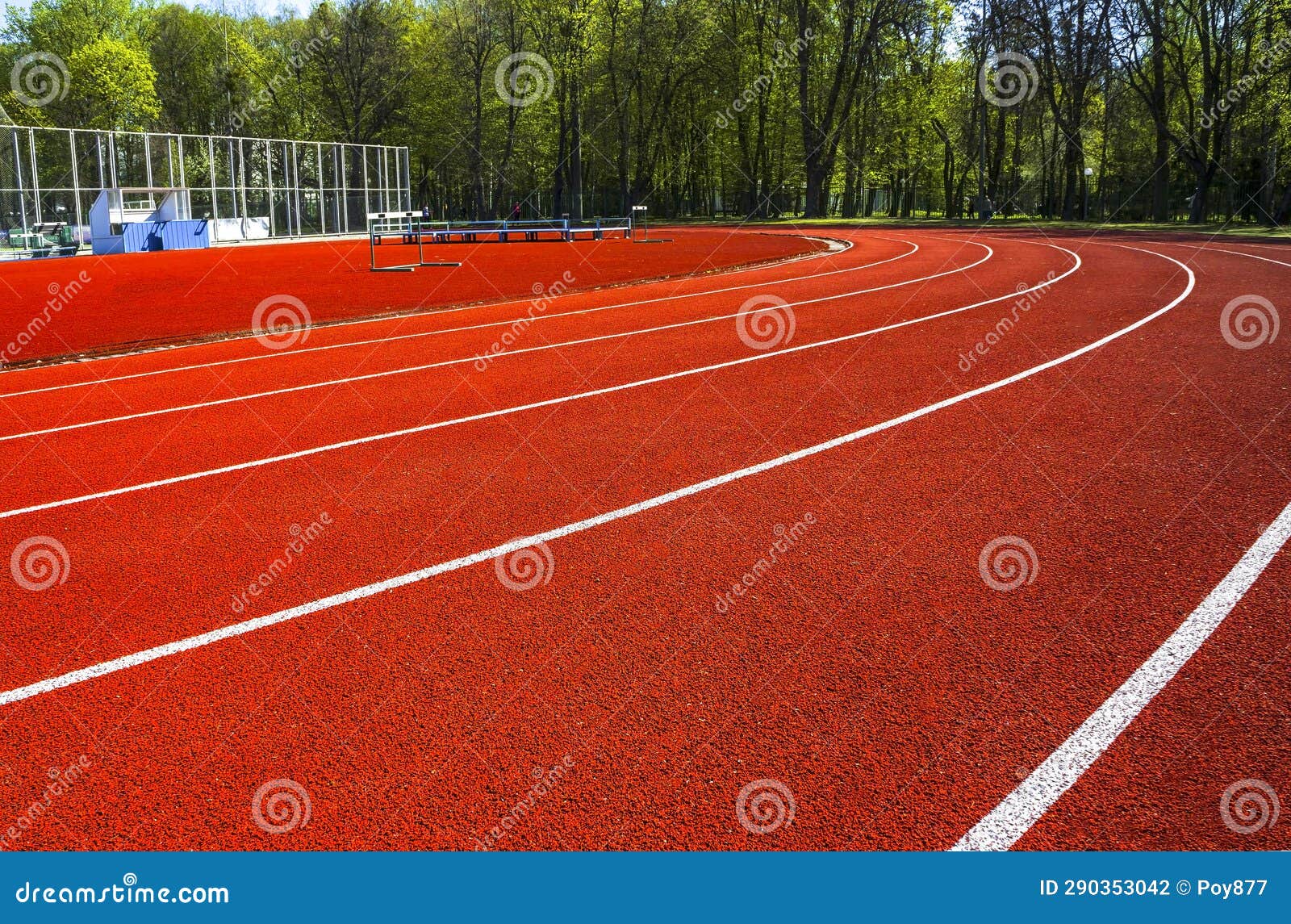 Running Track. Red Treadmills at the Stadium Stock Photo - Image of ...