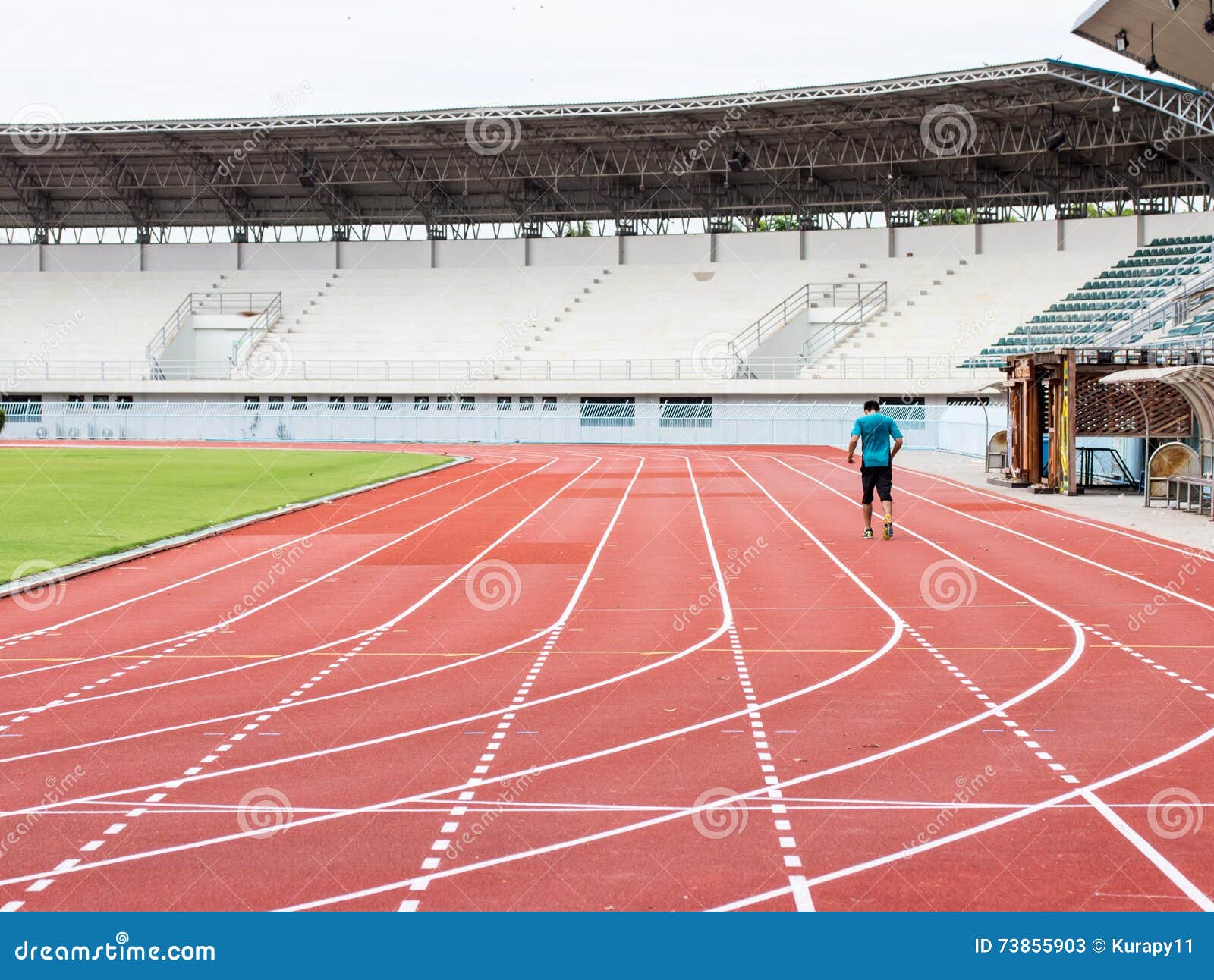 Running Track and Runners in Stadium Stock Image - Image of cheerful ...