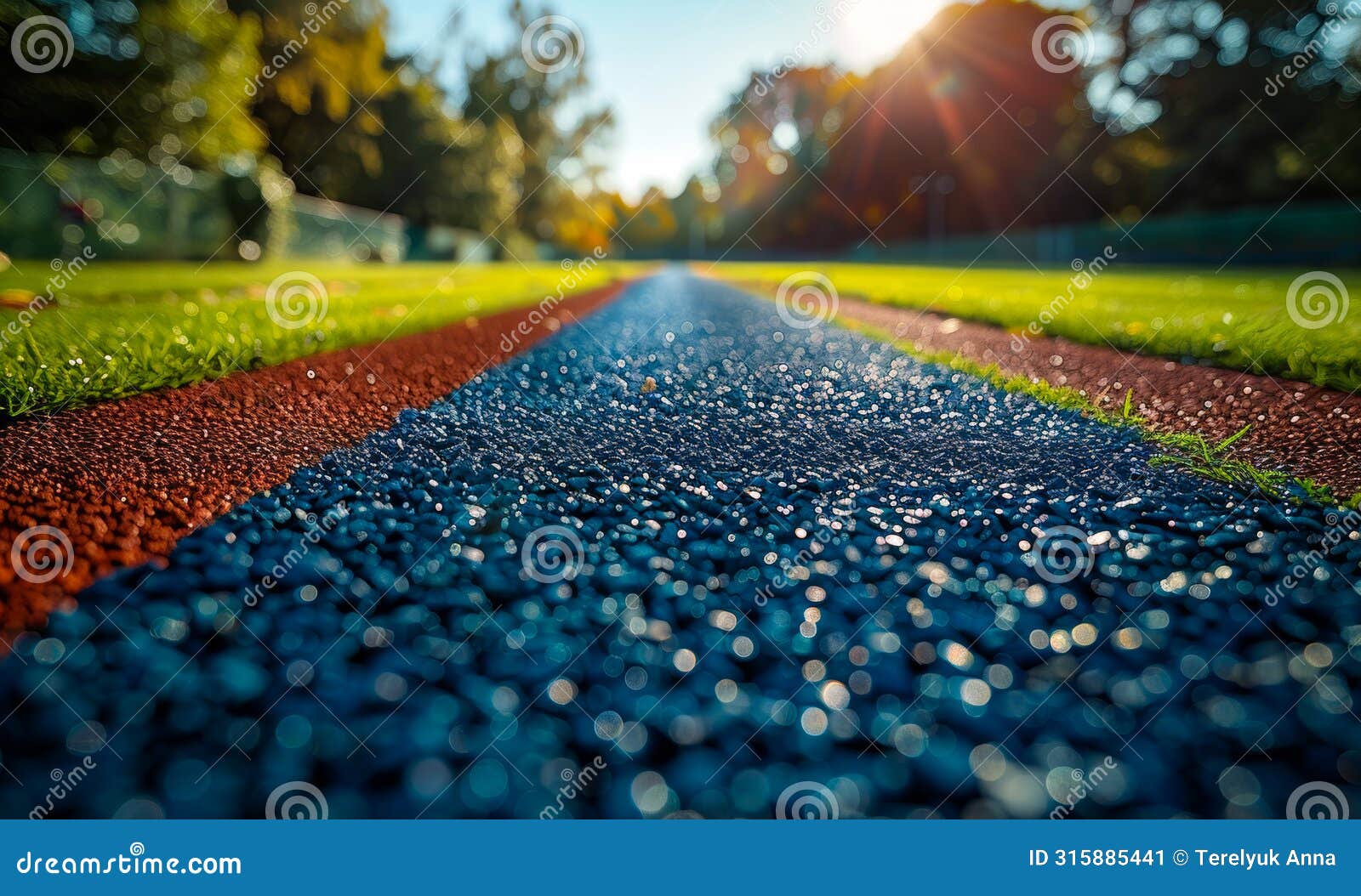 Running Track is Seen with the Sun Shining Down on it Stock Image ...