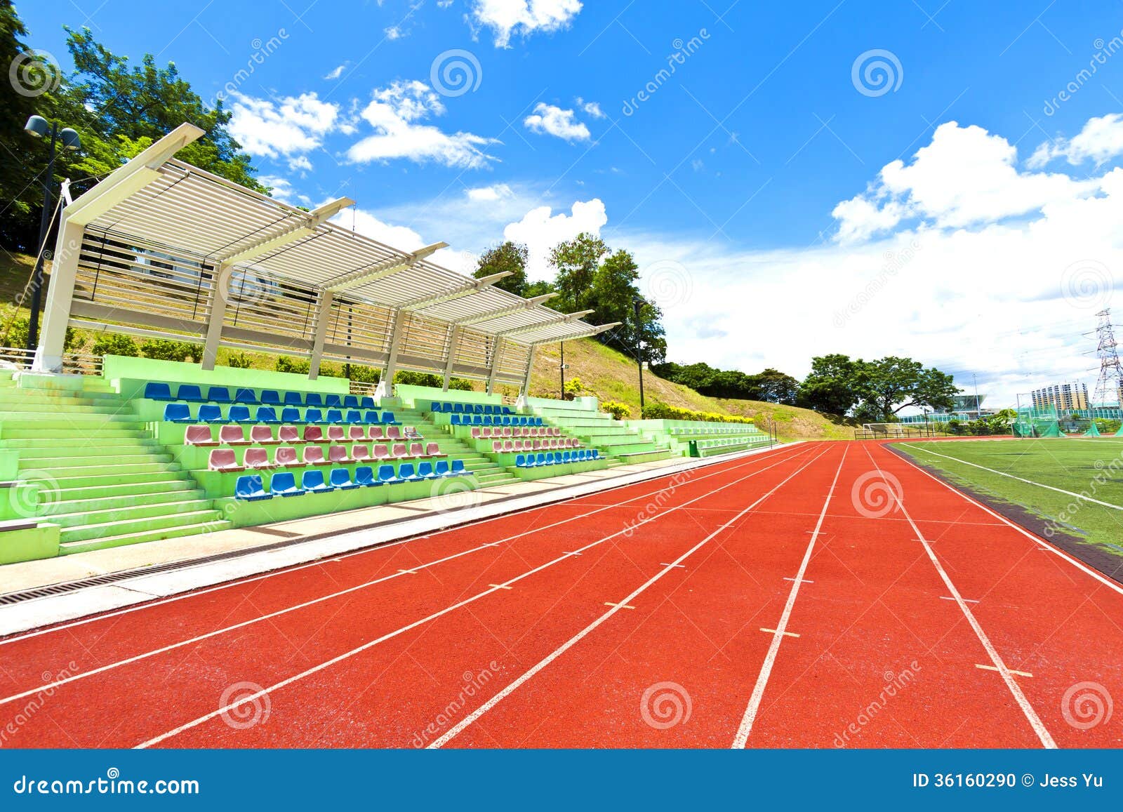 Running Track in Sports Ground Stock Photo - Image of recreation, high ...