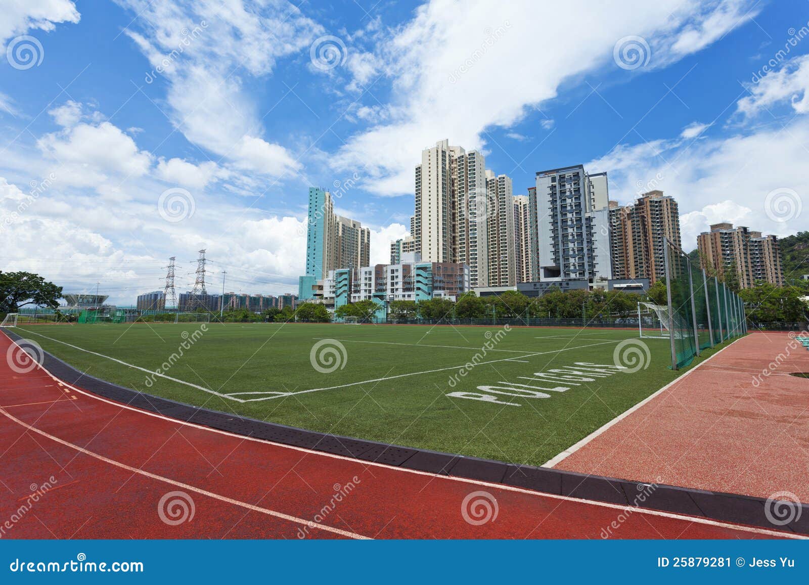 Running Track and Stadium in Residential Area Stock Image - Image of ...