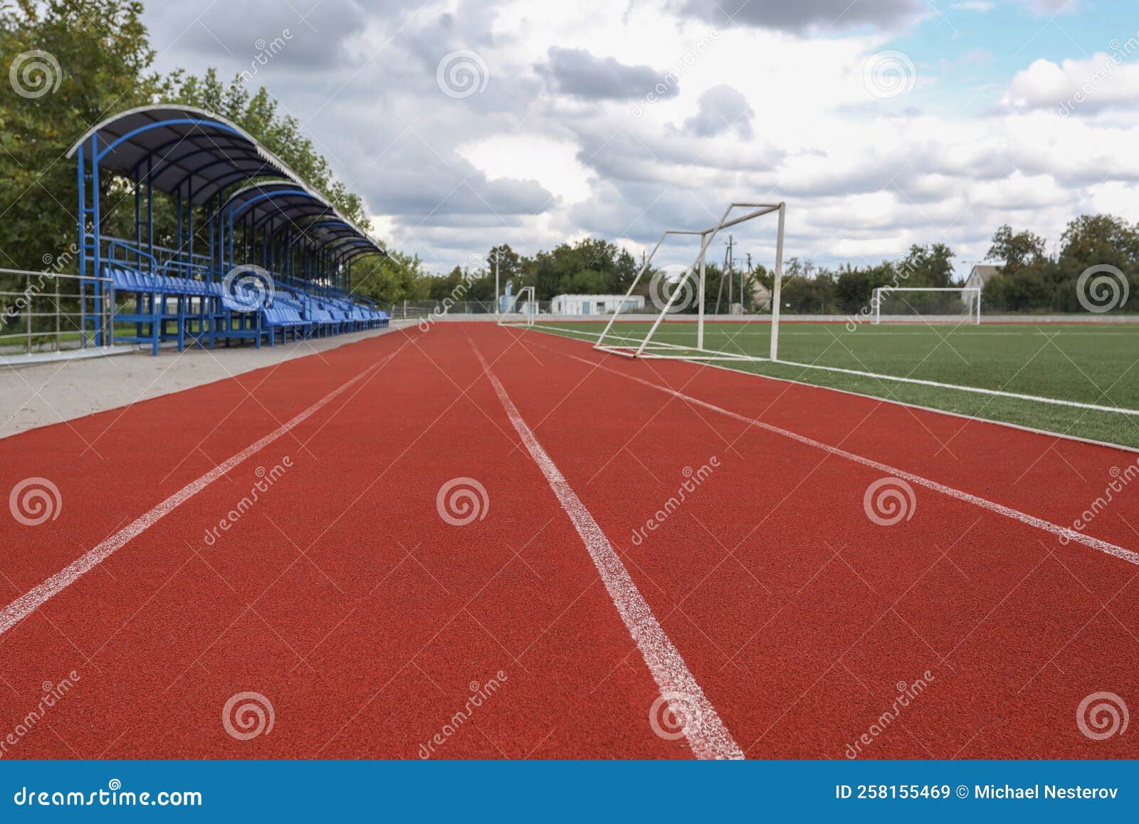 Running Track at the Stadium with Rubber Coating Stock Image - Image of ...