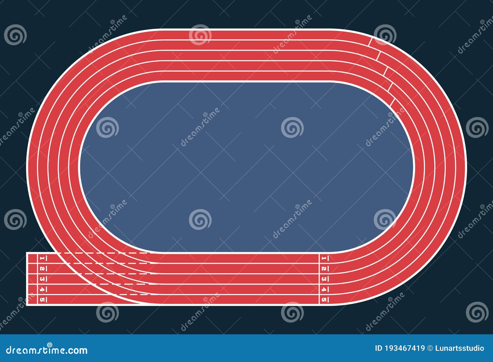 Running Track, Top View of Sport Stadium. Vector Illustration Stock ...