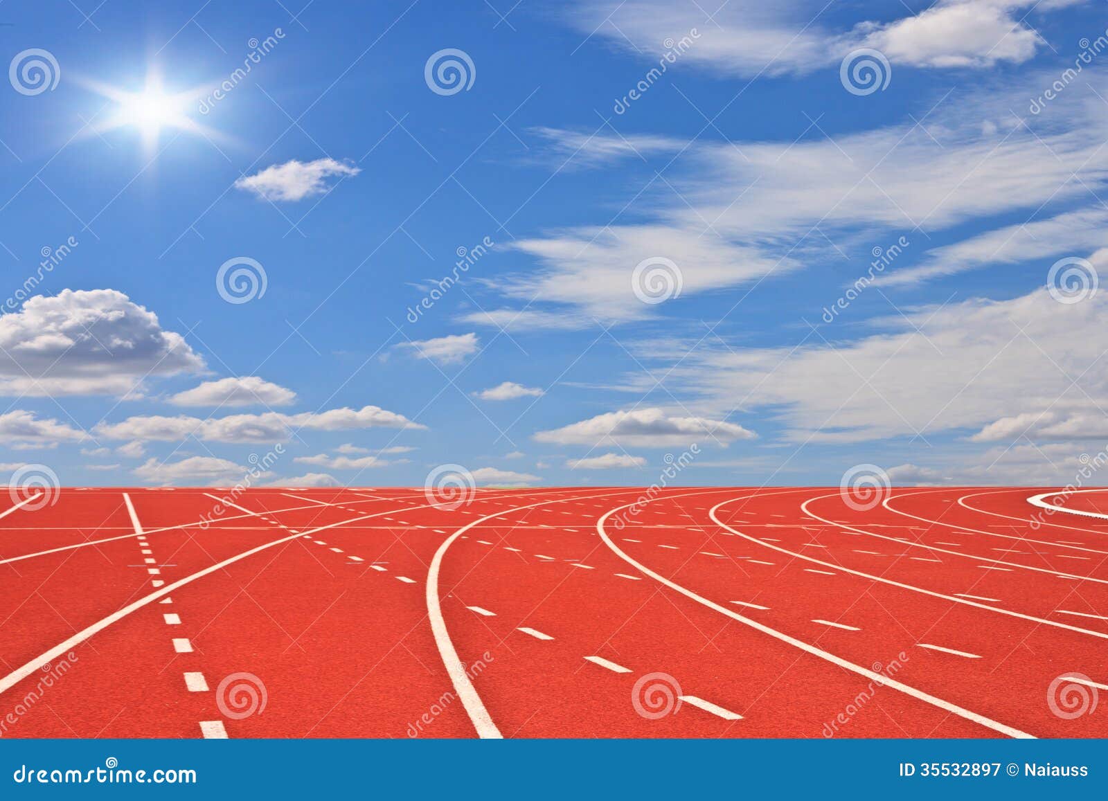 Running Tracks and Blue Sky Stock Image - Image of field, stadium: 35532897