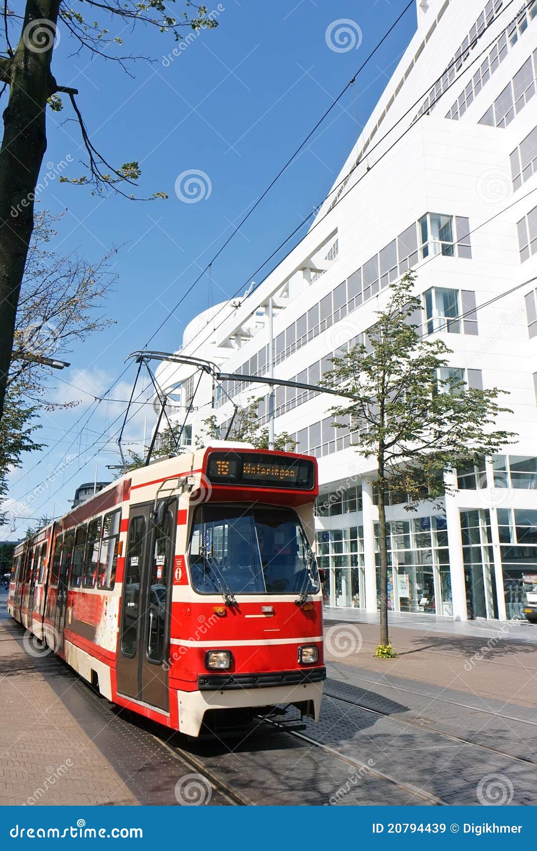 Running Tram in Front of the City Hall Stock Image - Image of blue ...