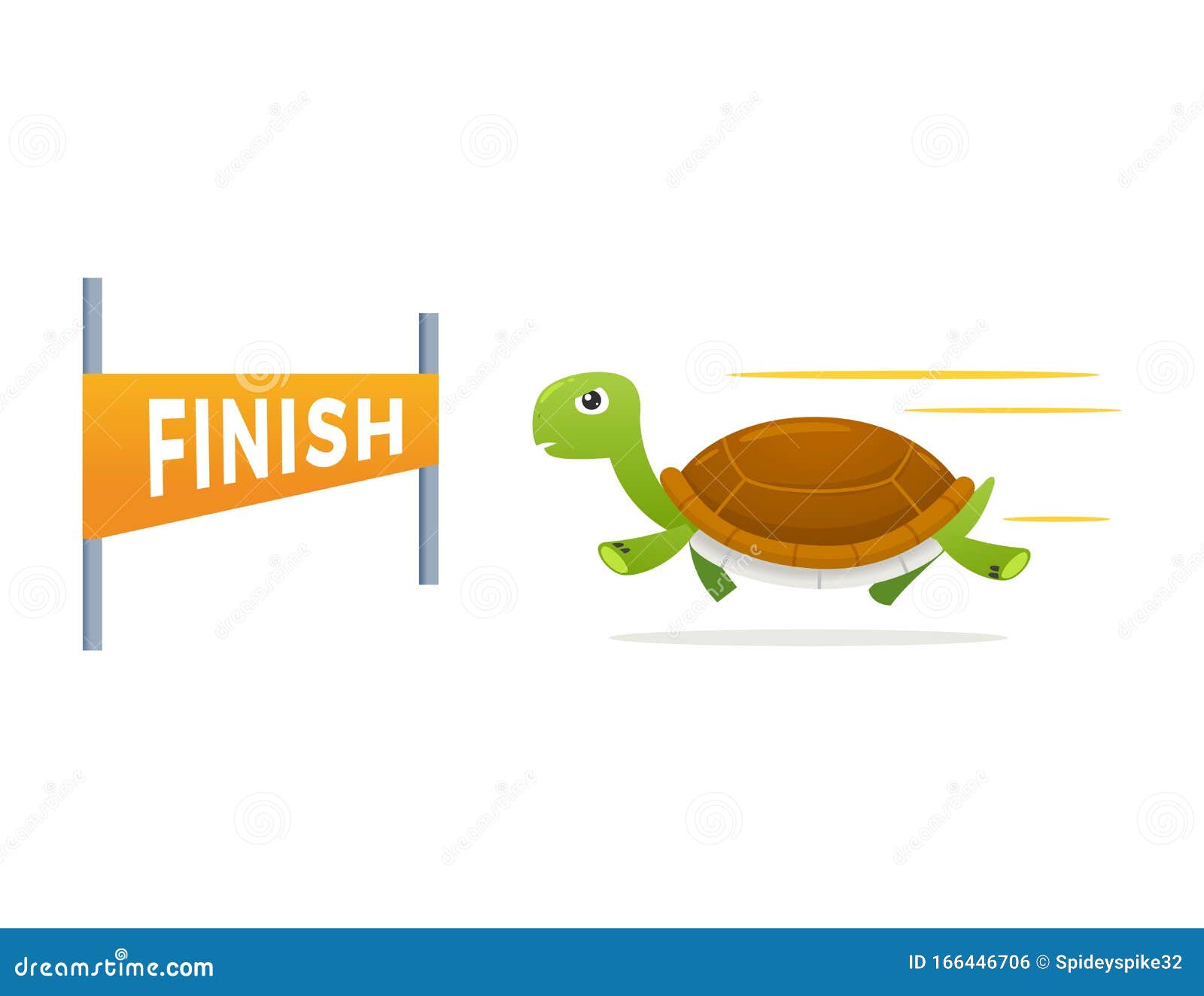 Running Turtle To the Finish Line. Isolated Vector Illustration Stock ...