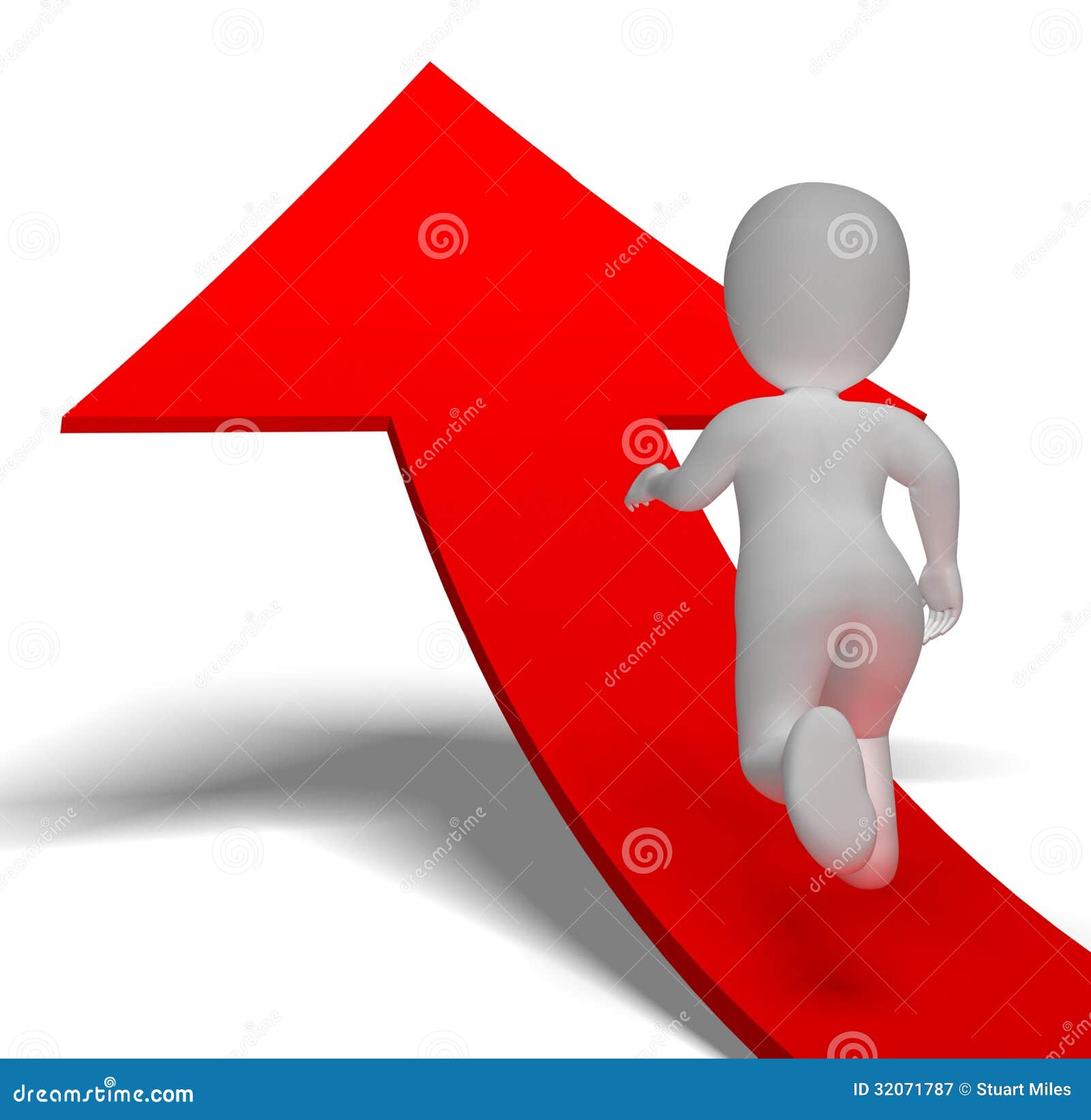 Running Up Arrow Man Shows Determination Stock Illustration ...