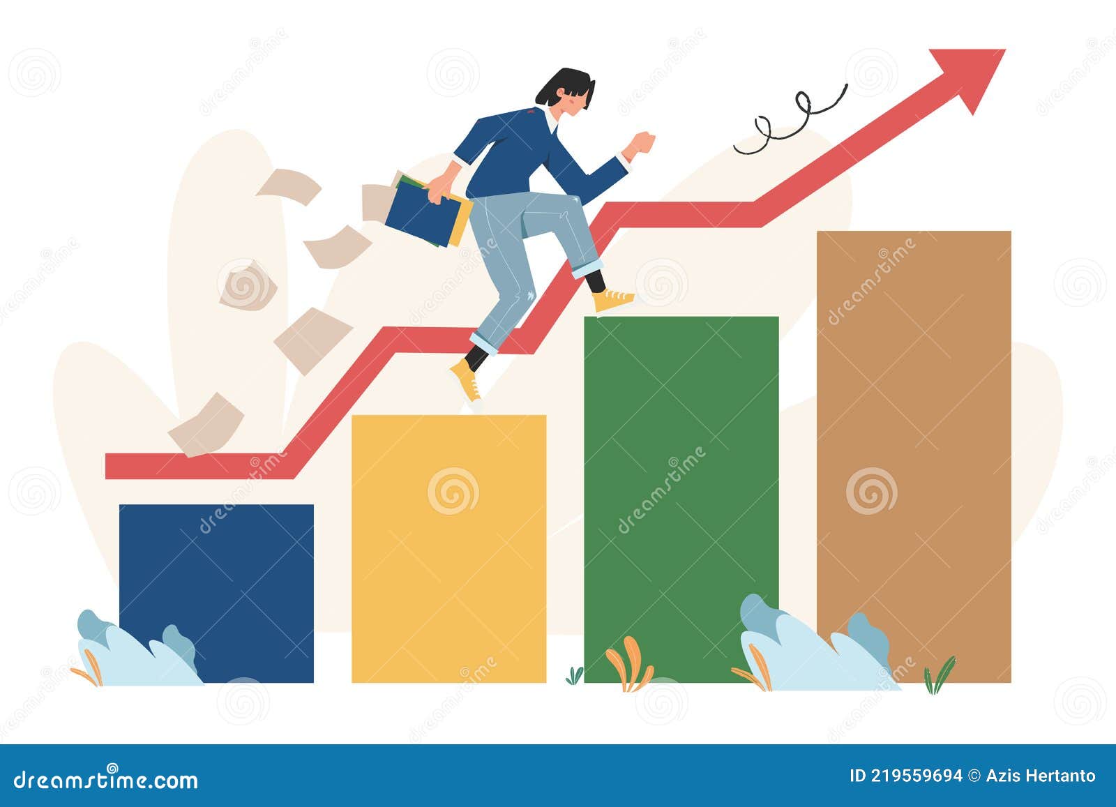 Man Running Up The Planning Steps Cartoon Vector | CartoonDealer.com ...