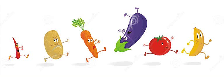 Running vegetables stock vector. Illustration of health - 14343982