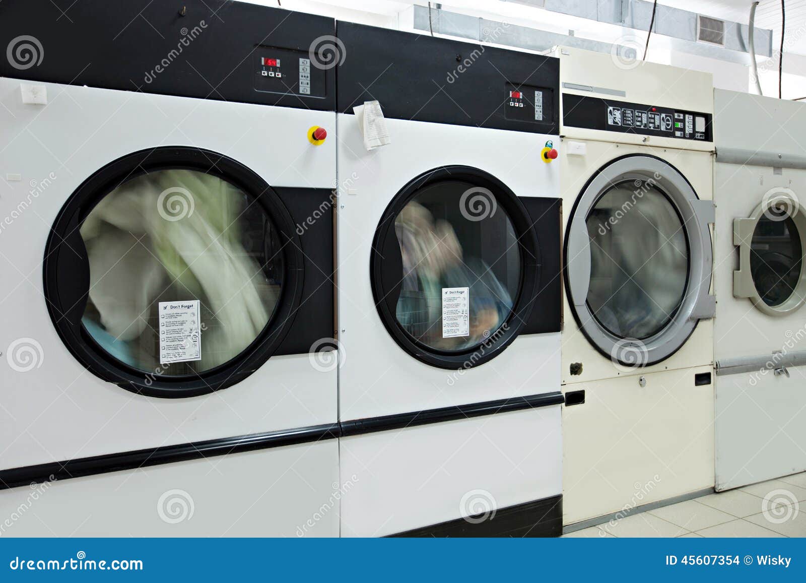 Running Washing Machines in Laundry Room Stock Photo - Image of tumble ...