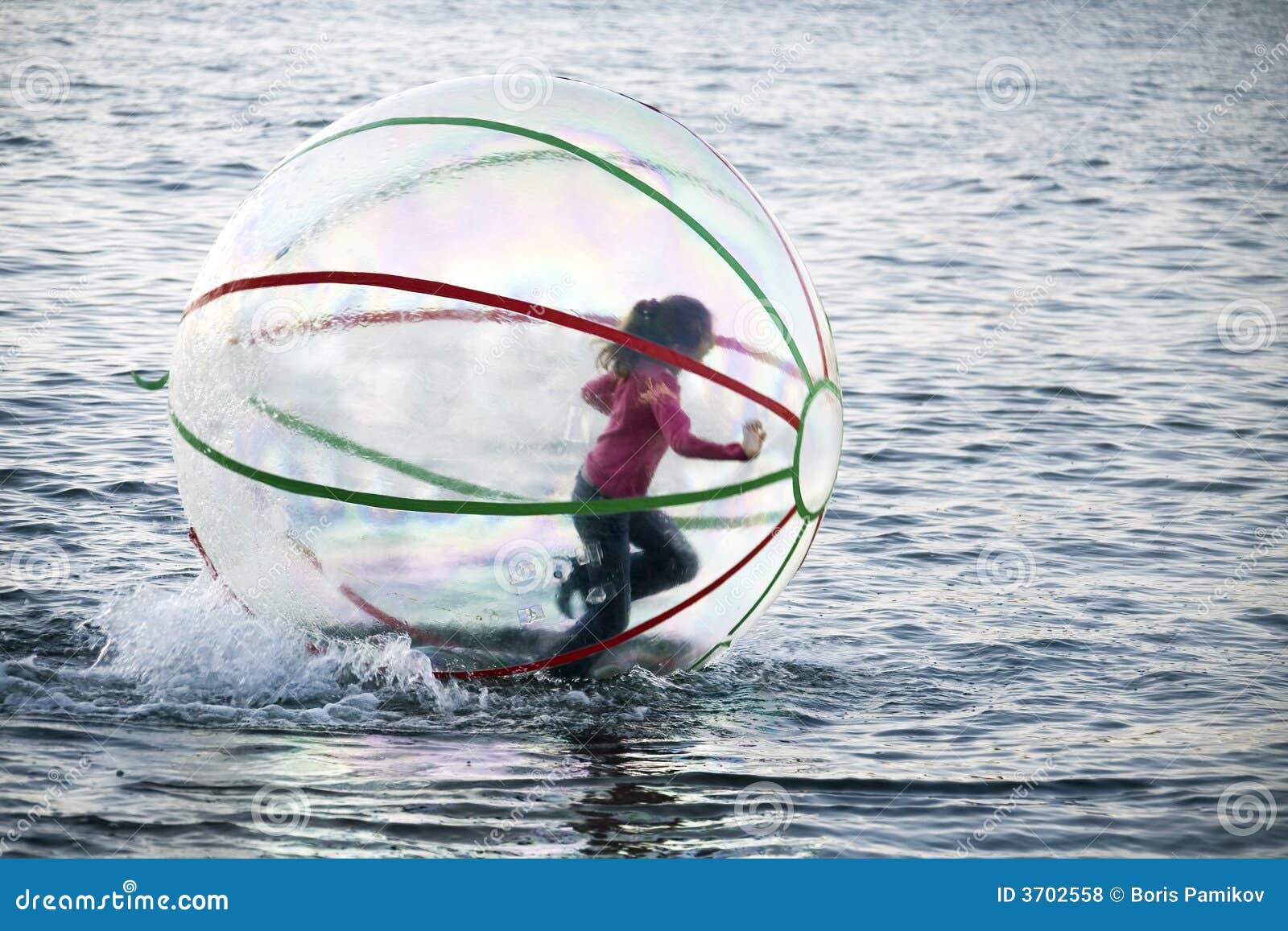 Running on a Waves Girl Inside Plastic Ball Stock Photo - Image of ...