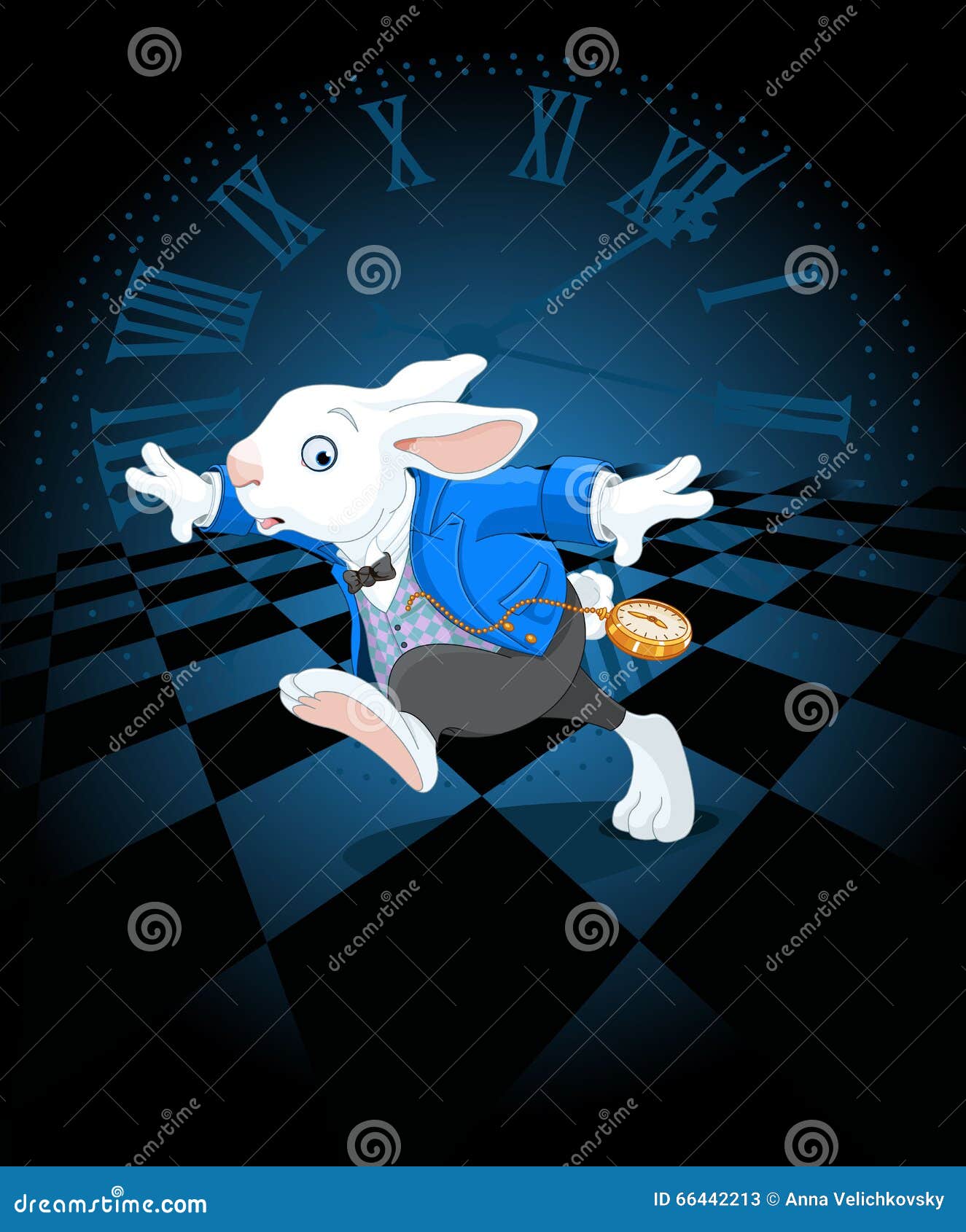 Running White Rabbit Illustration. The White Rabbit Holds The Clock ...