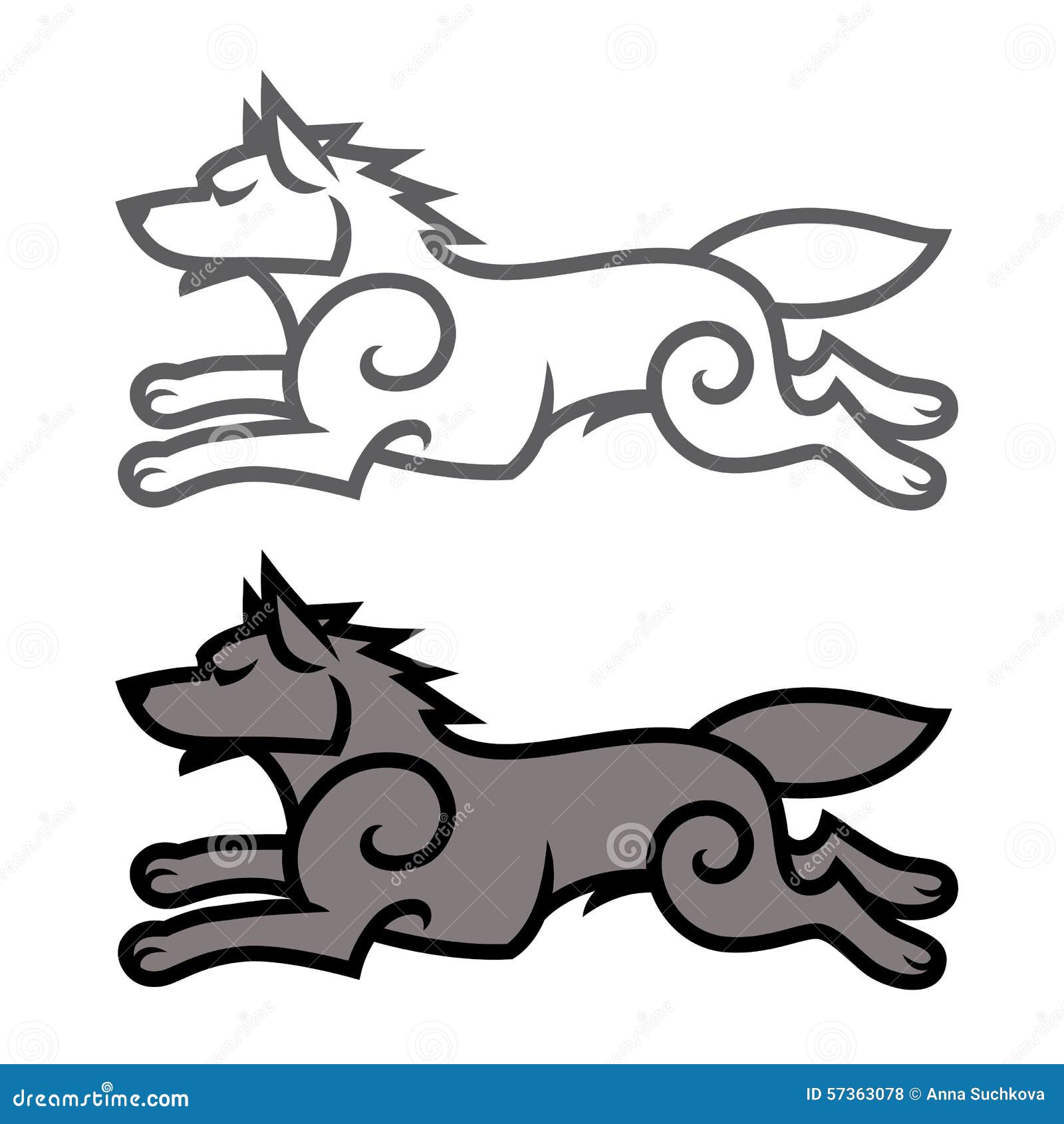 Running wolf stock illustration. Illustration of power - 57363078