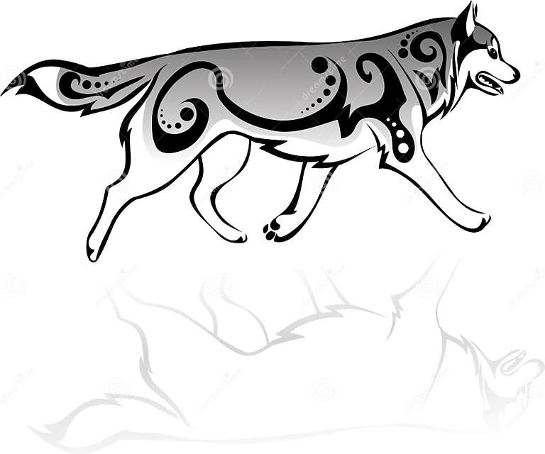 Running wolf with patterns stock vector. Illustration of sideways ...