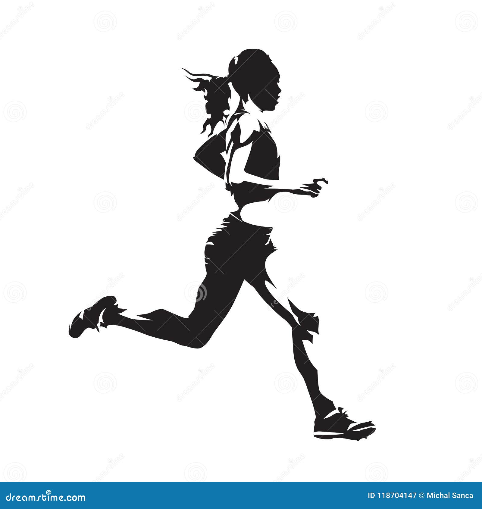 Running Woman, Abstract Vector Silhouette, Side View Stock Vector ... Running Woman, Abstract Vector Silhouette, Side View Stock Vector ...