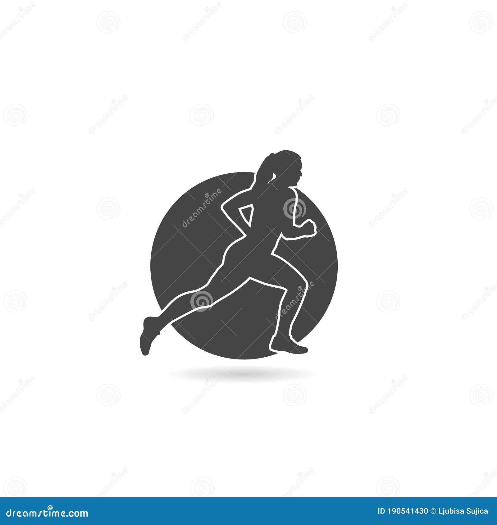 Running Woman Icon with Shadow Stock Vector - Illustration of healthy ...