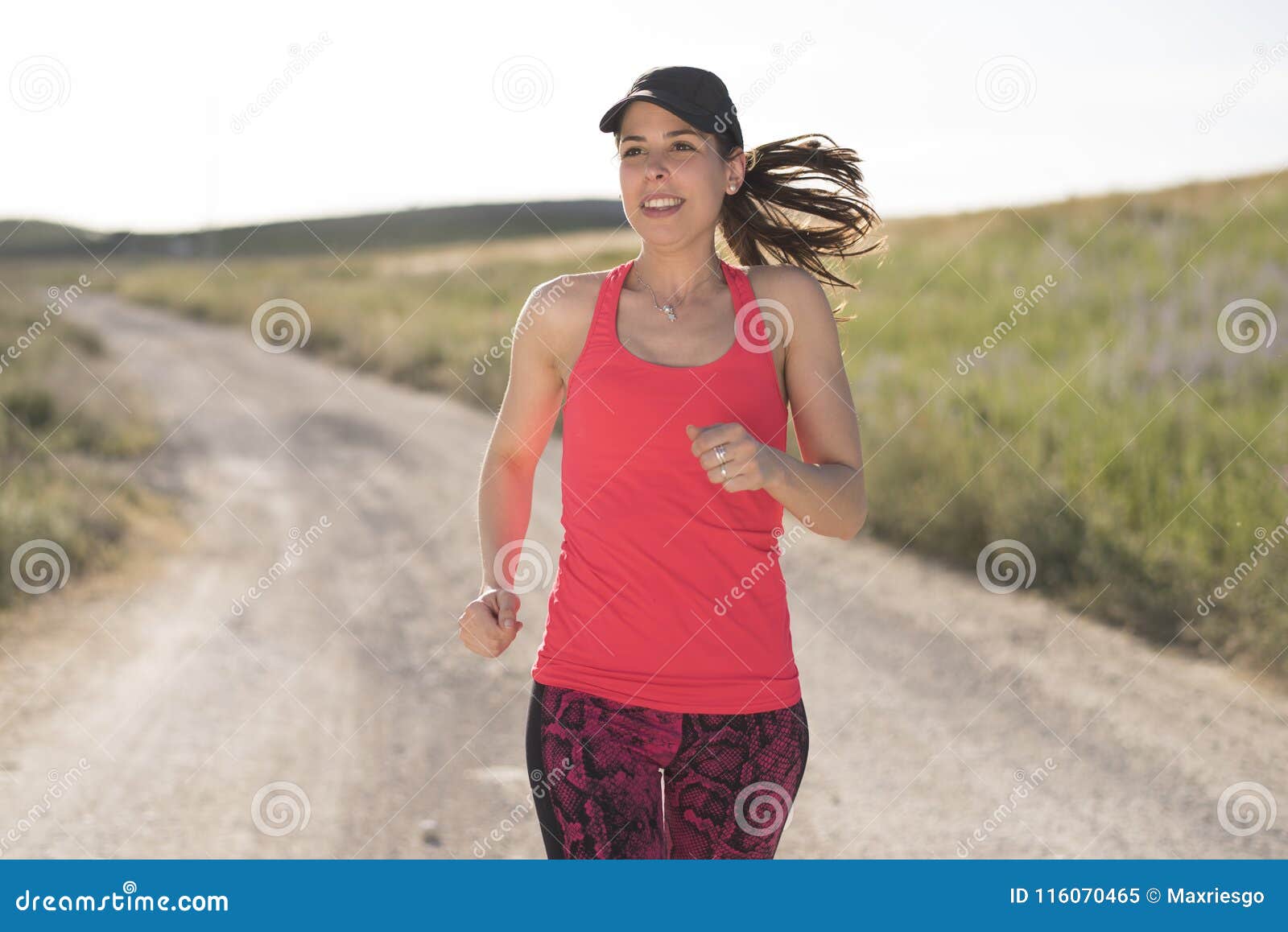 Running Woman Smiling in Outdoors Images Stock Image - Image of sports ...