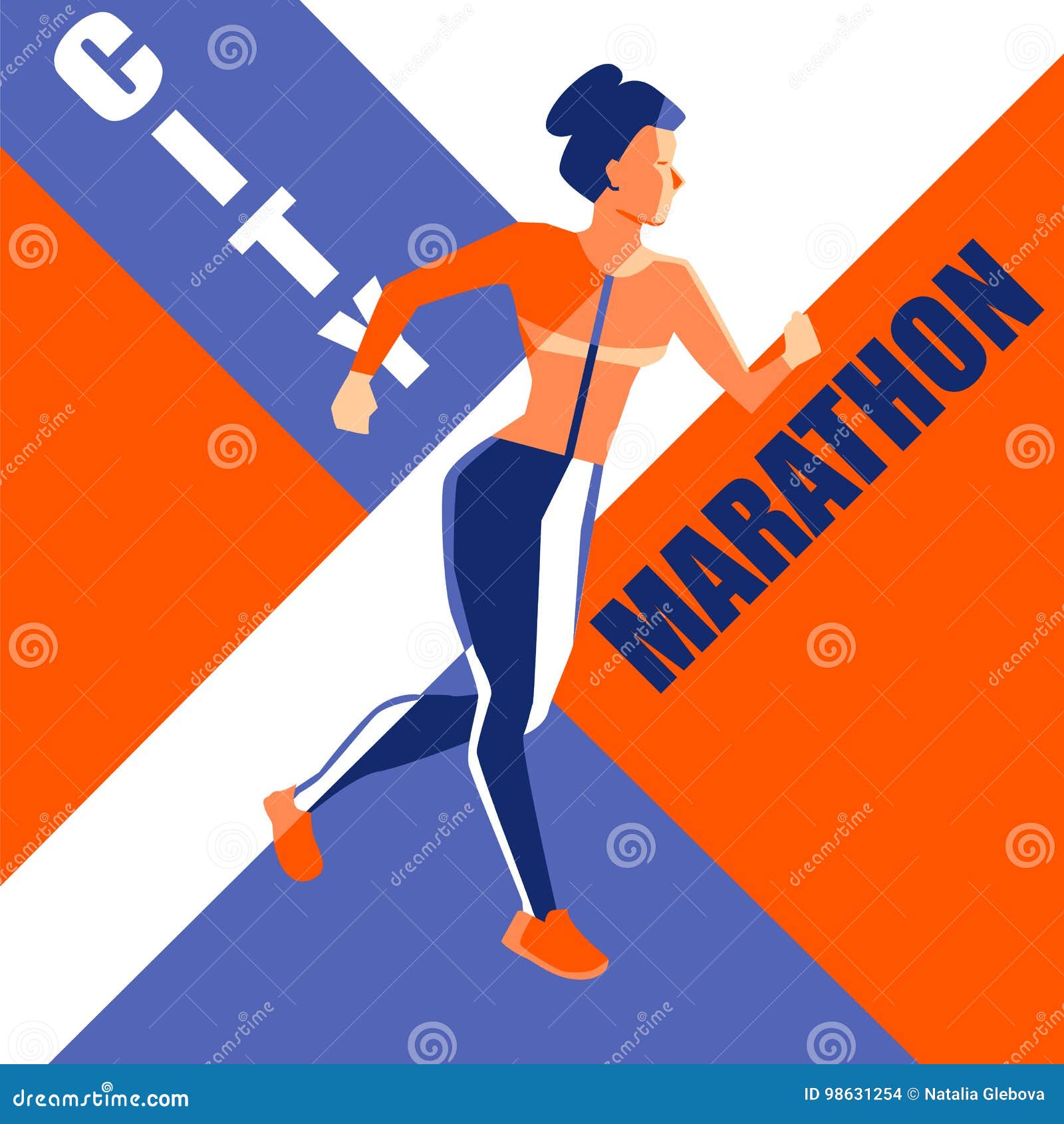 Running Woman. Vector Illustration of Geometrical Style. Stock Vector ...