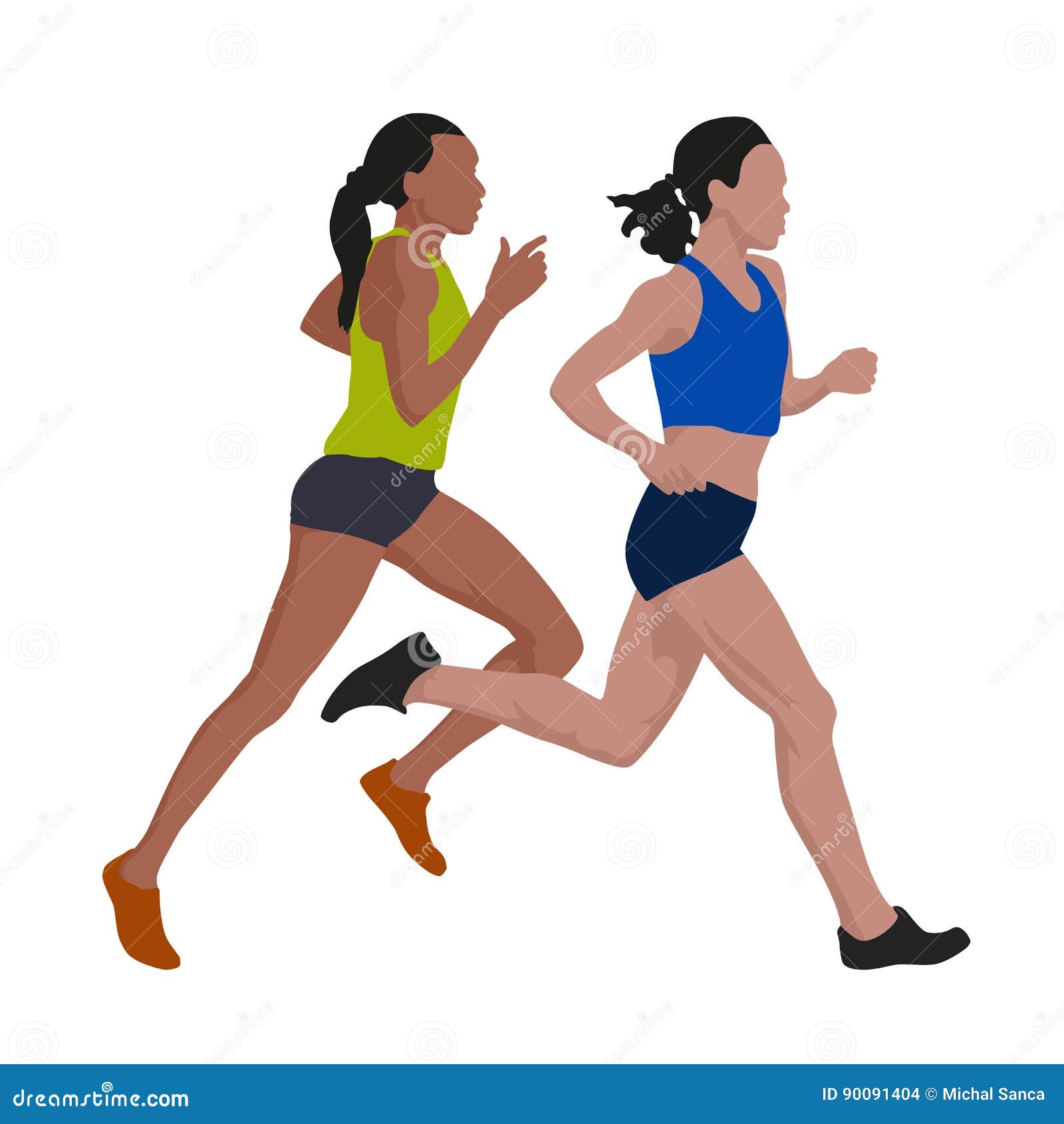Running Women, Vector Illustration Stock Vector - Illustration of black ...
