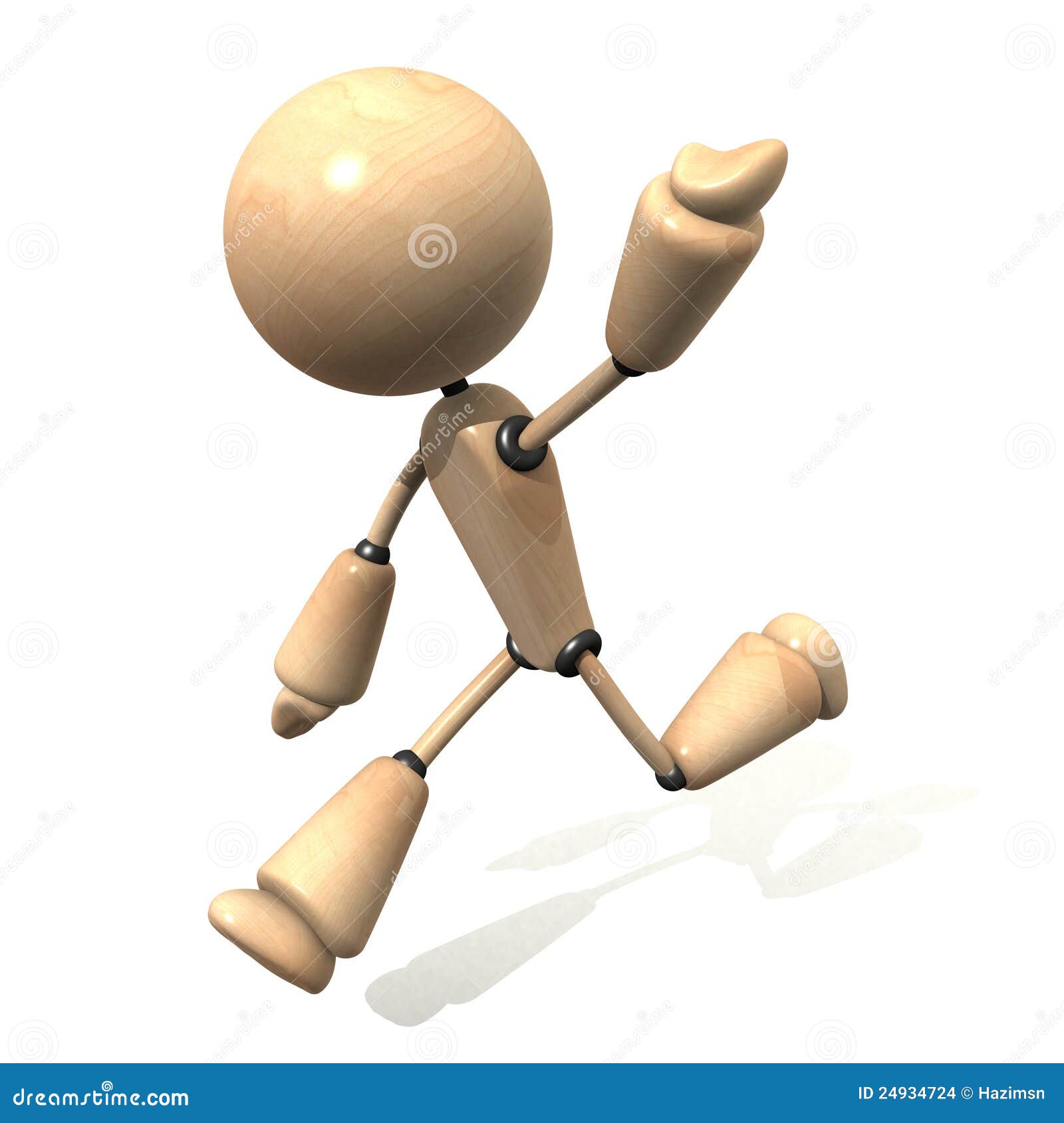 Running Wooden Figure Waving Stock Illustration - Illustration of ...