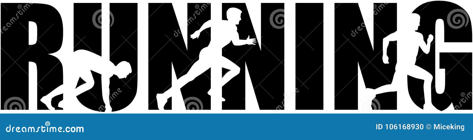Running Word with Sprinting Silhouette Stock Vector - Illustration of ...