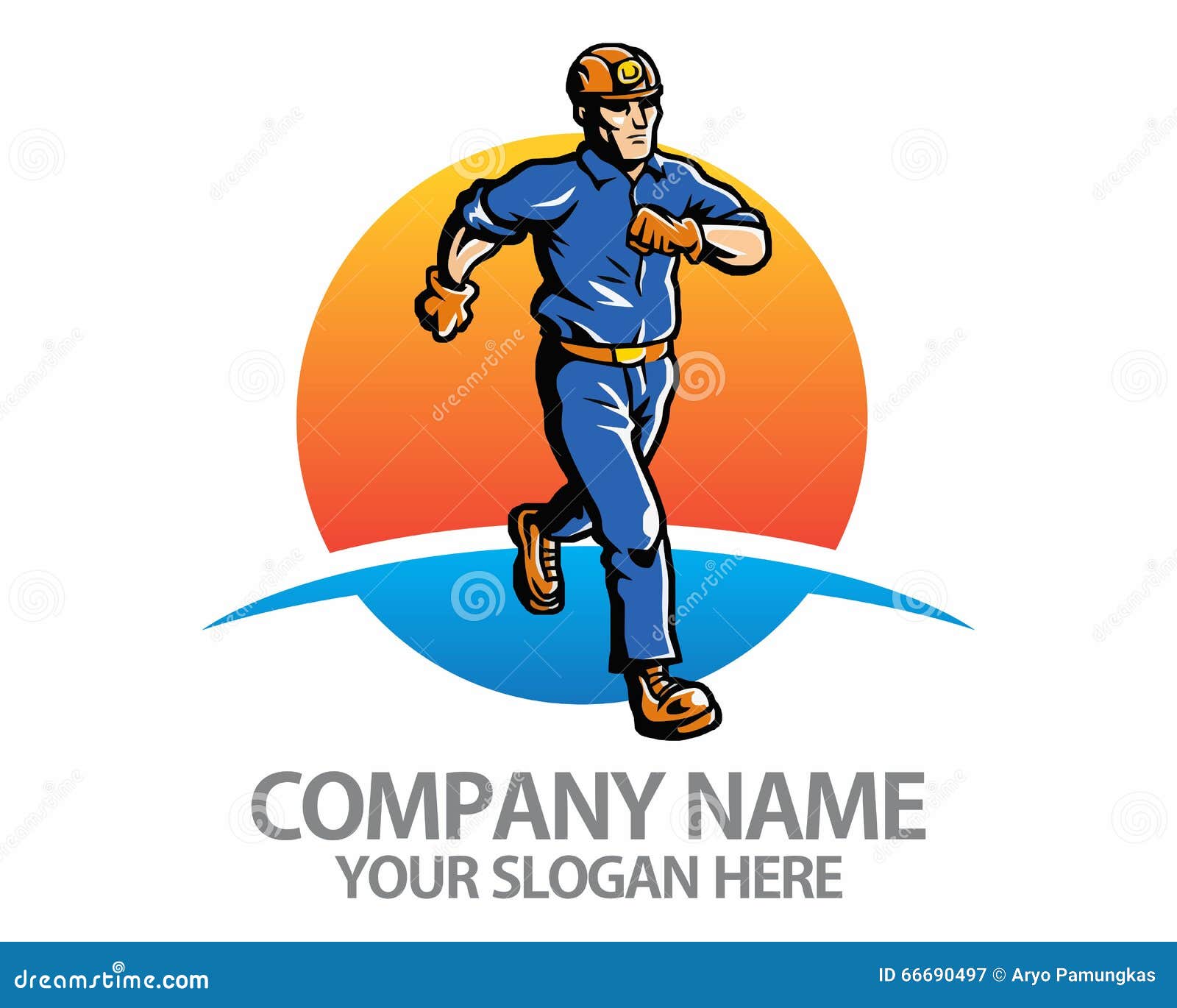 Running worker logo stock vector. Illustration of worker - 66690497