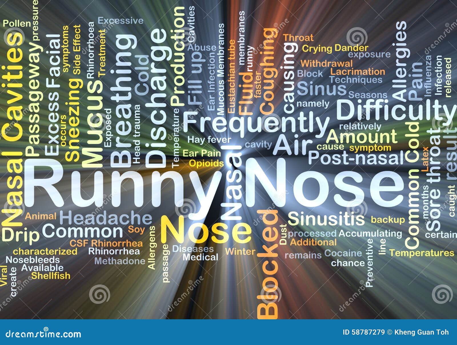 Runny Nose Background Concept Glowing Stock Illustration - Illustration ...