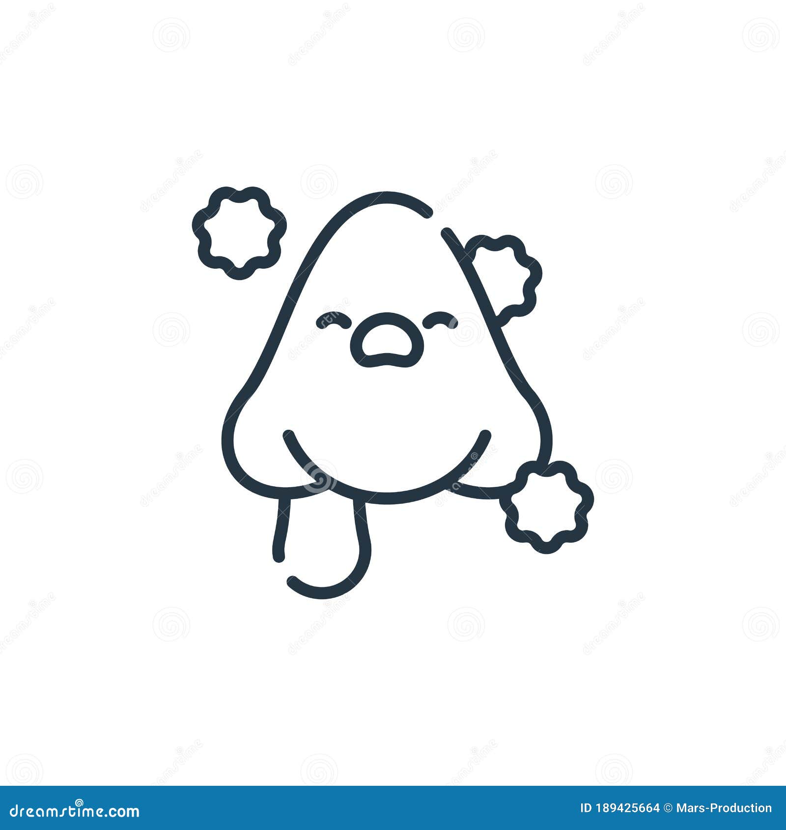 Runny Nose Vector Icon Isolated On White Background Outline Thin Line Runny Nose Icon For