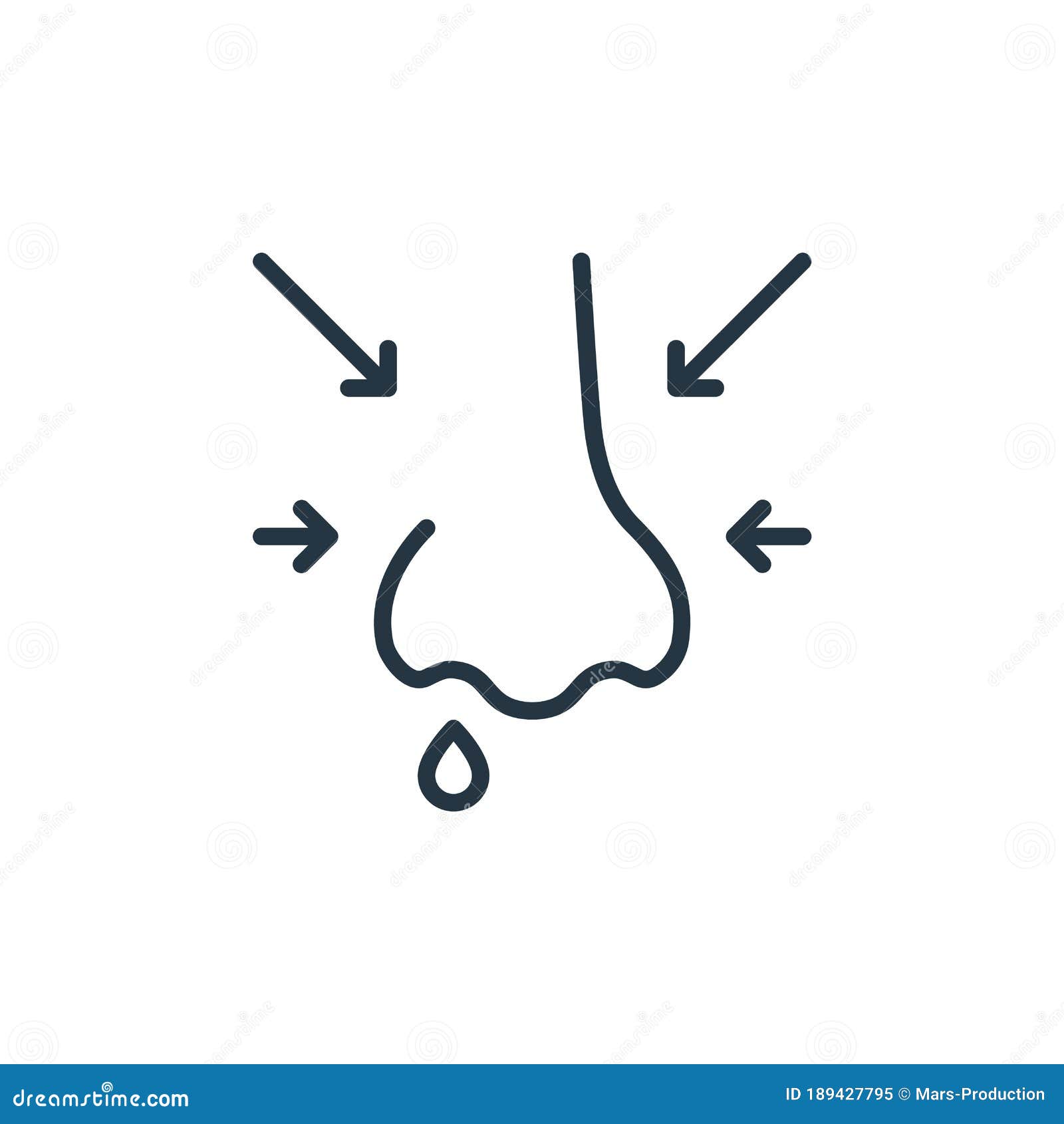 Runny Nose Vector Icon Isolated on White Background. Outline, Thin Line ...