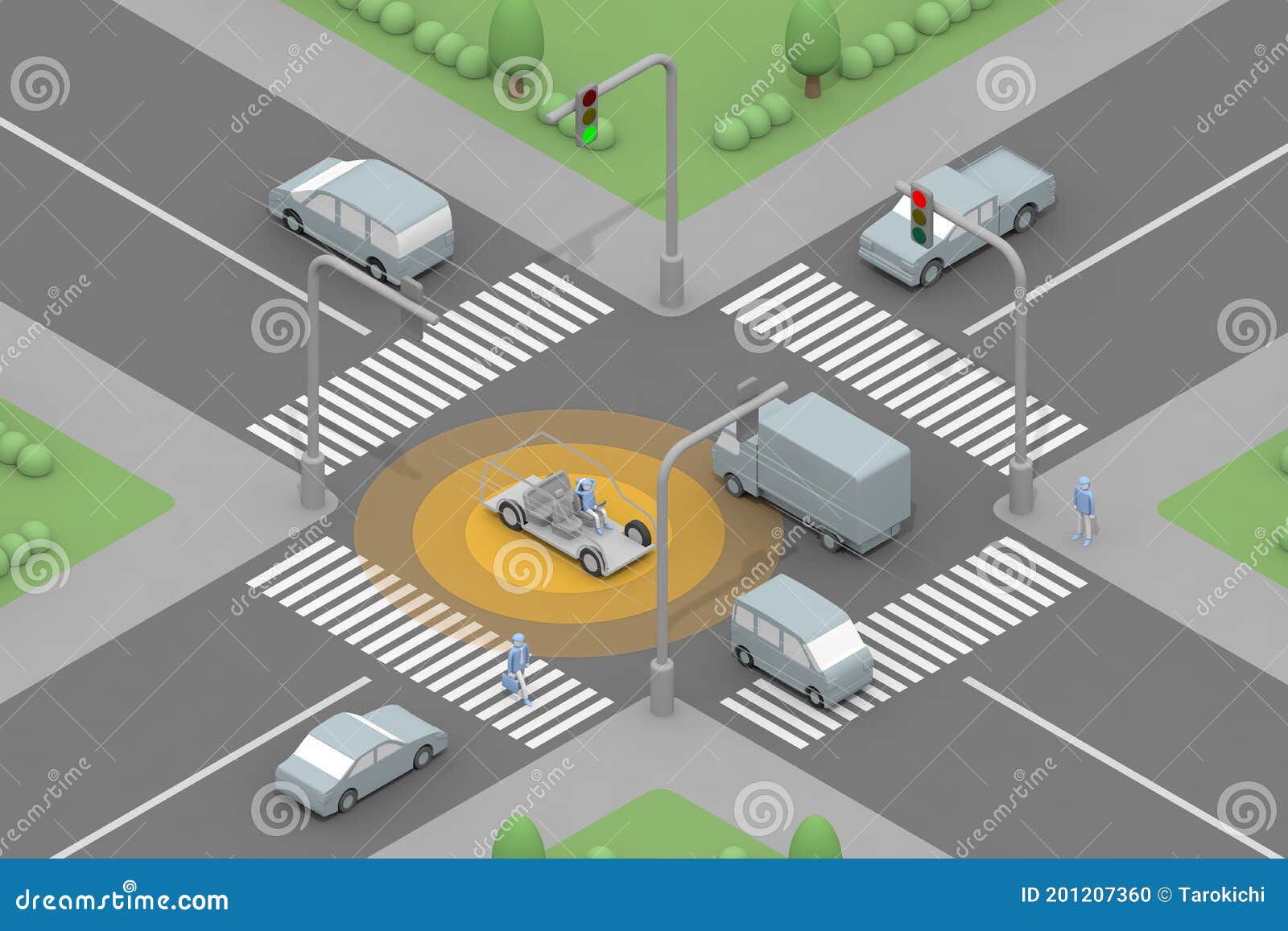 It Runs Automatically. Autonomous Driving at Intersections. Slow Down ...