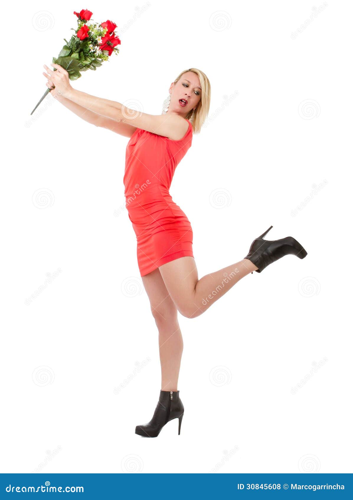 Runs with red roses stock photo. Image of movement, facial - 30845608