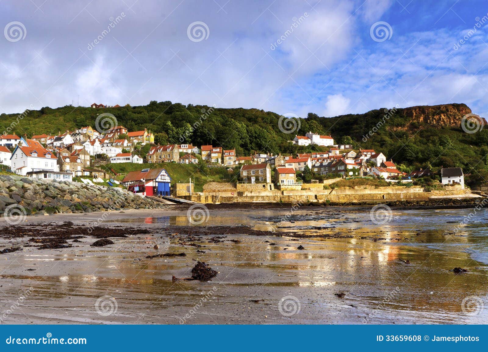Runswick Bay stock photo. Image of boats, beach, lifeboat - 33659608