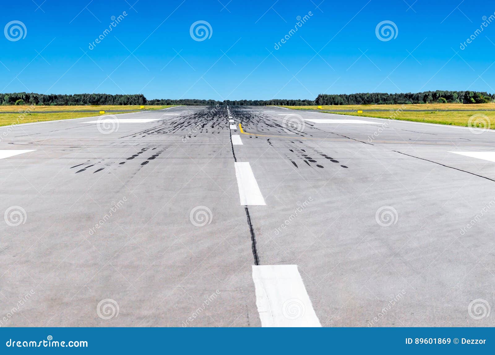 Runway at the Airport and the Blue Sky Conceptual Aviation Stock Image ...