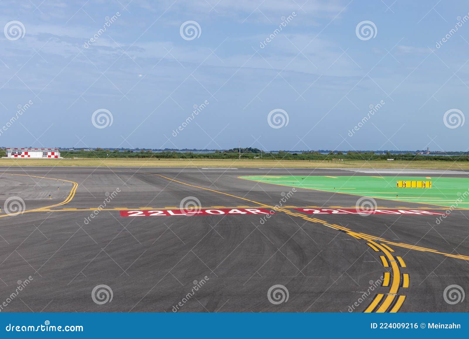 Runway of Airport with Cloudy Sky Stock Photo - Image of airport ...