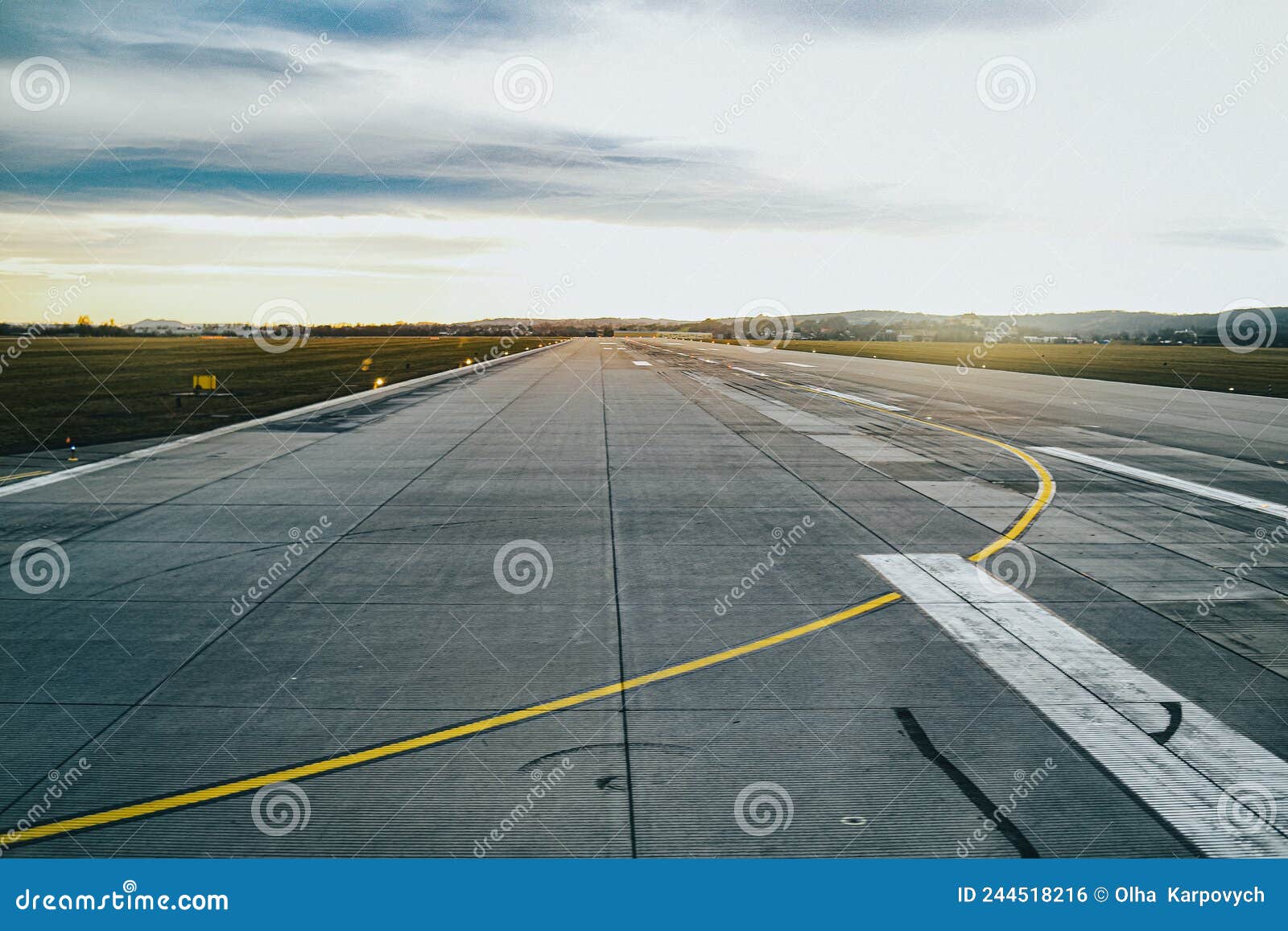 The Runway is Covered with a Beautiful Dark Sky Stock Photo - Image of ...