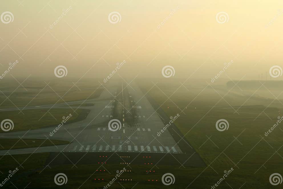 Runway in the fog stock photo. Image of runway, rise, landing - 1578868