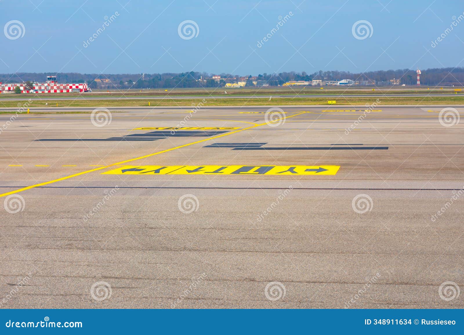 Runway with a Prominent Yellow Lines Marking the Edge Stock Photo ...