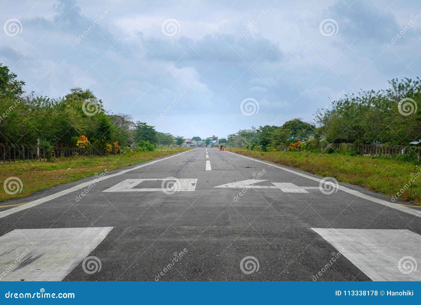 Runway on Small Airfield in Rural Landscape with People Stock Photo ...