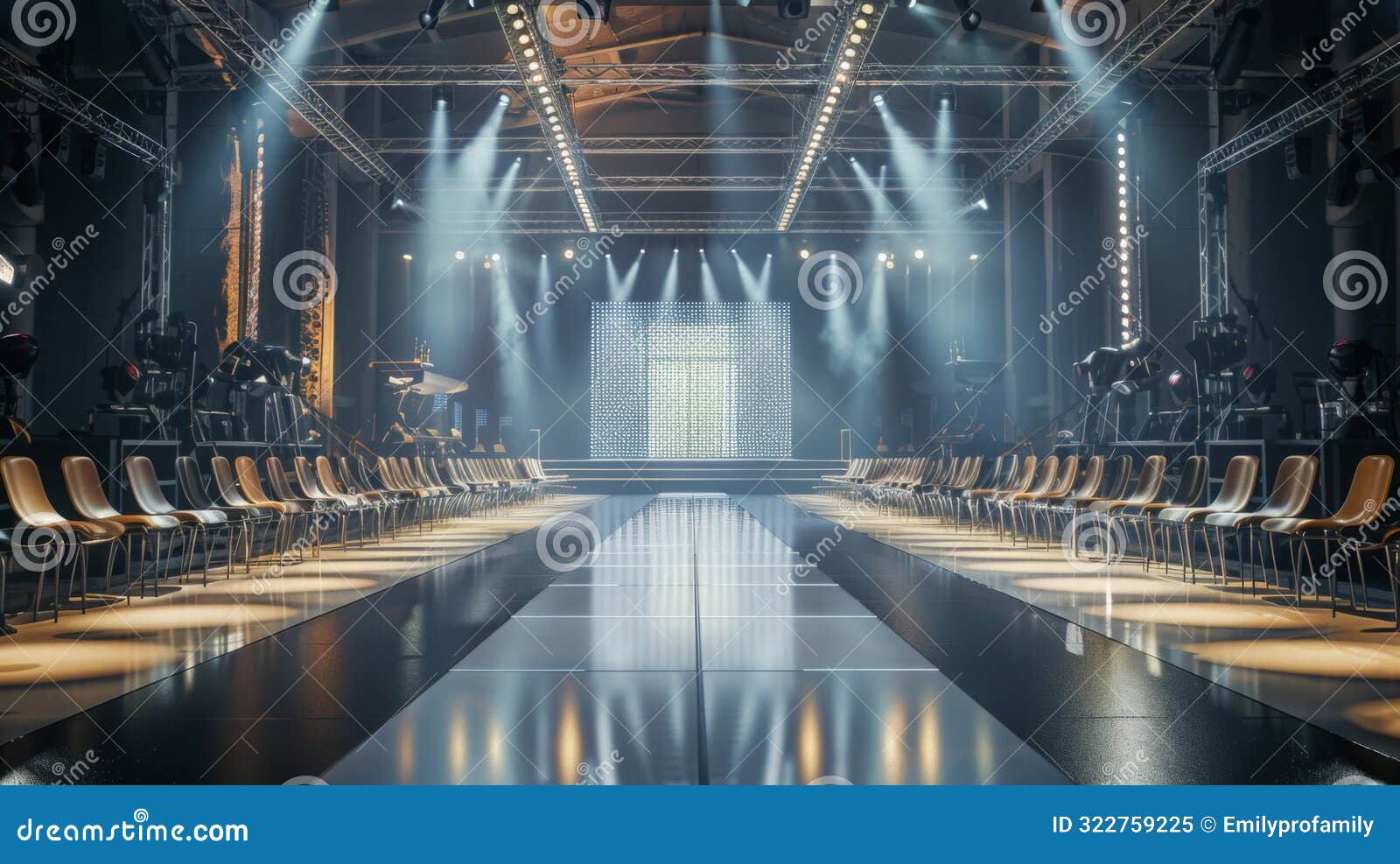 Runway Stage Setup with Lights Stock Image - Image of light, design ...