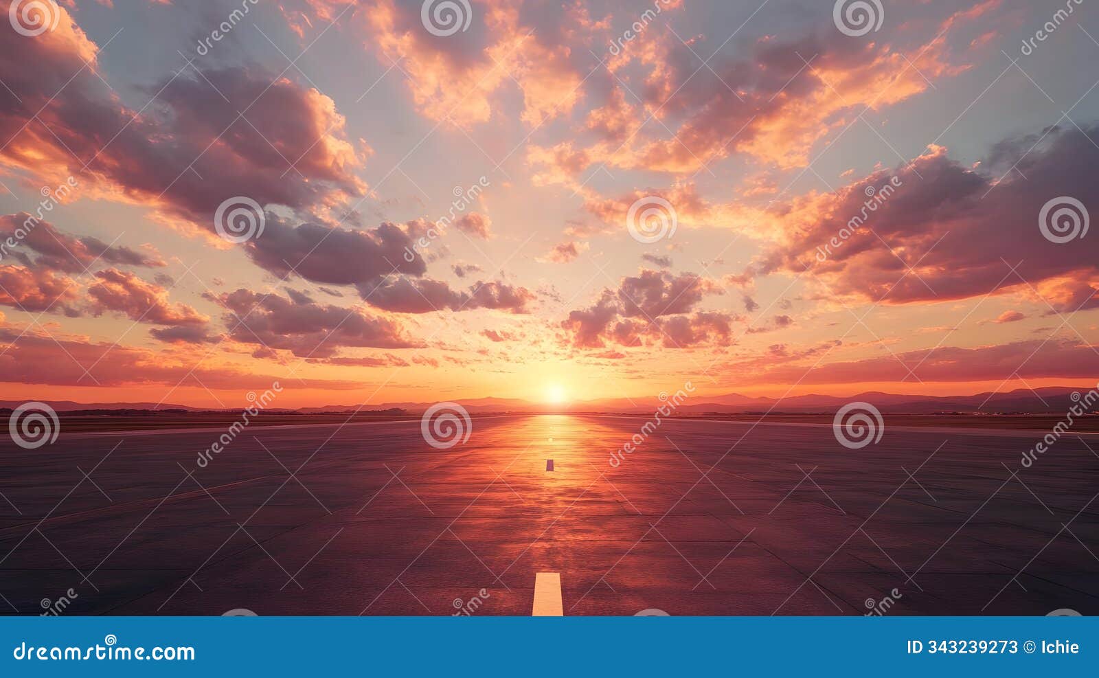 Runway Sunset - a Realistic Image of a Runway at Sunset Stock ...