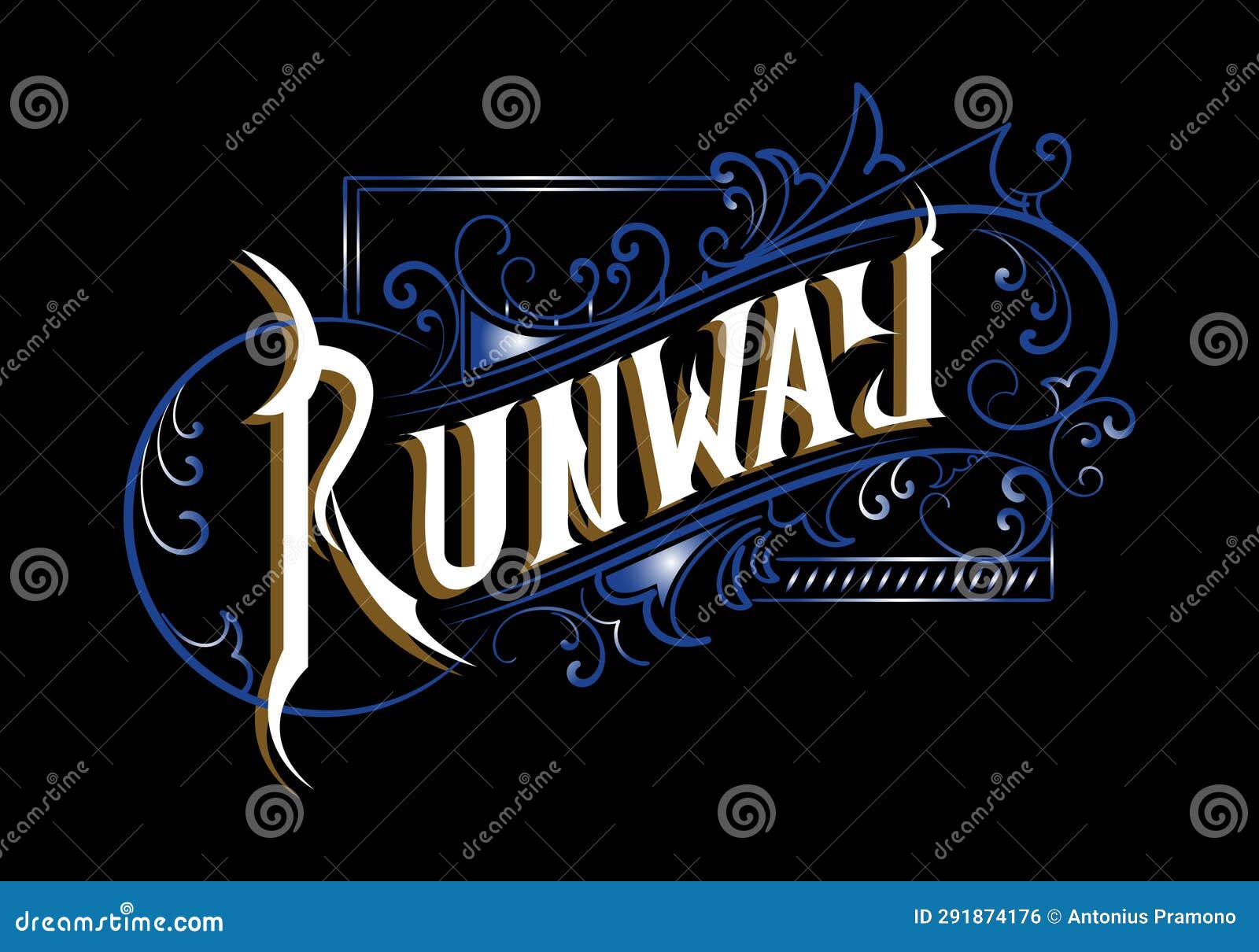 RUNWAY Word Lettering Custom Design Stock Vector - Illustration of ...