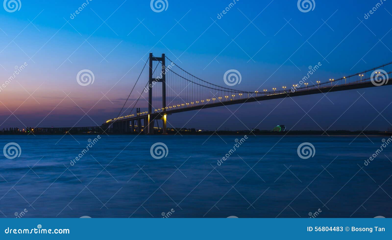 Runyang bridge at night stock image. Image of night, bridge - 56804483