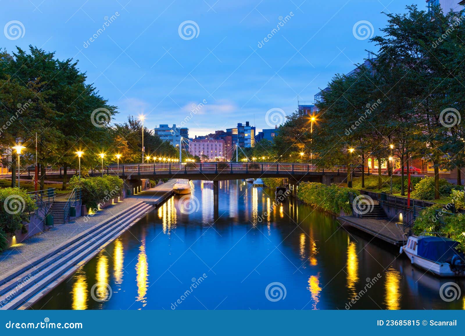 Ruoholahti Canal in Helsinki, Finland Stock Image - Image of evening ...