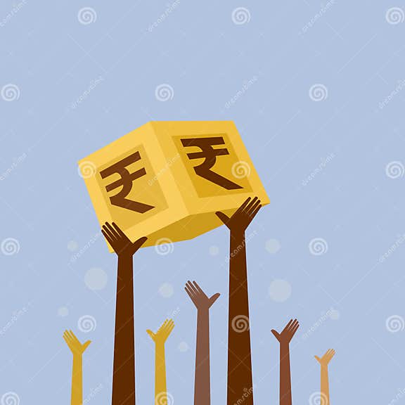 Hands Holding a Box Contains Indian Rupees Stock Vector - Illustration ...
